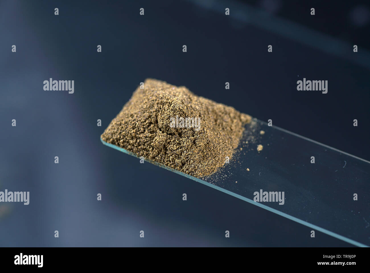 Potassium is a chemical element and was photographed here with a dark ...