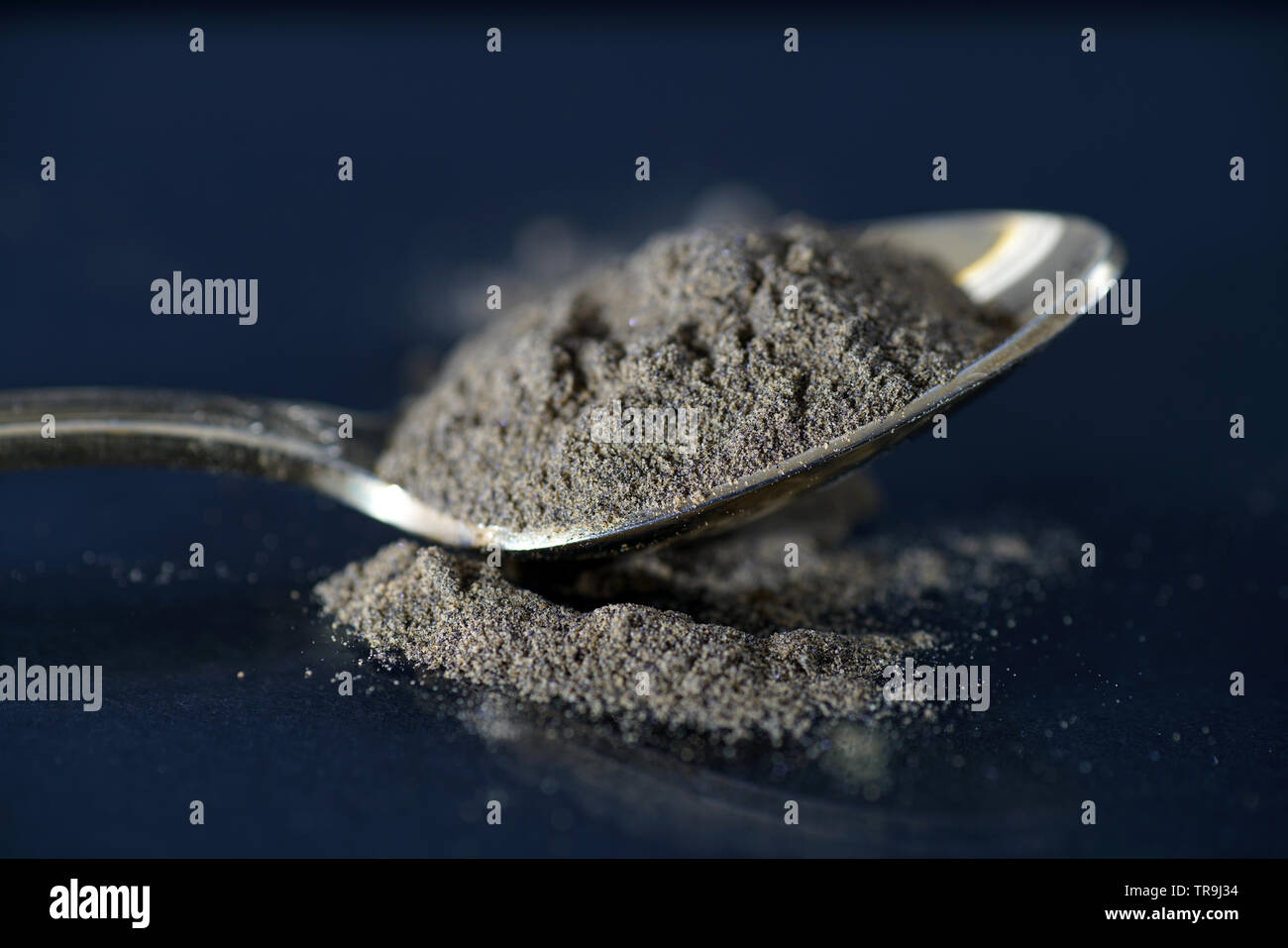 Potassium is a chemical element and was photographed here with a dark ...