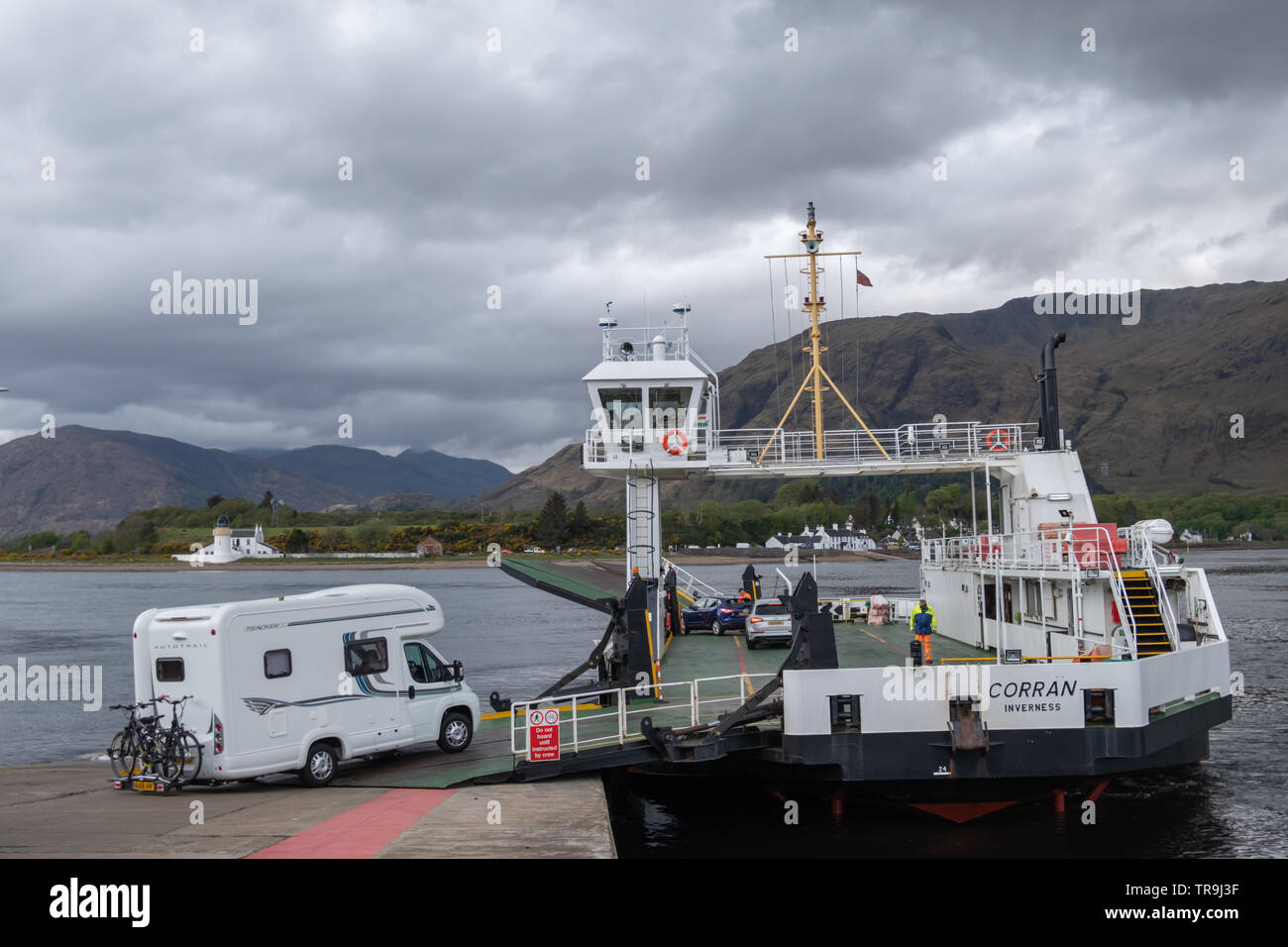 A motorhome drives onto the Calmac ferry Ardgour - Nether Lochaber ...