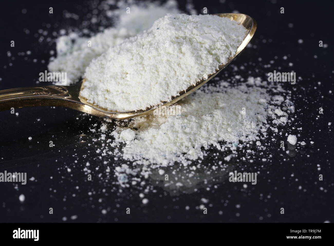 Potassium is a chemical element and was photographed here with a dark ...