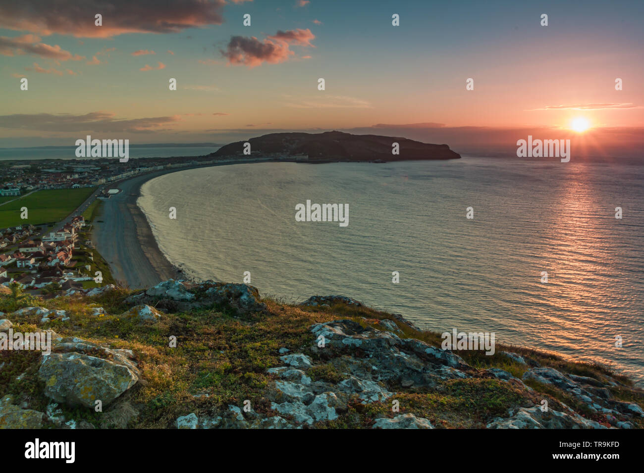The Great Orme, Llandudno, Wales at sunset seen from the Little Orme ...