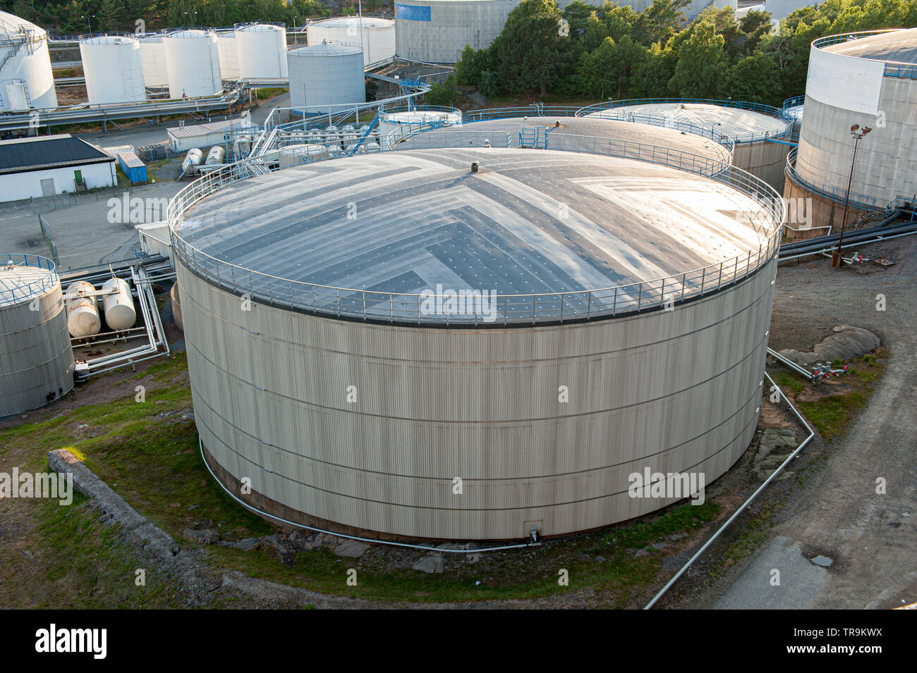 A big oil tank seen from above Stock Photo - Alamy