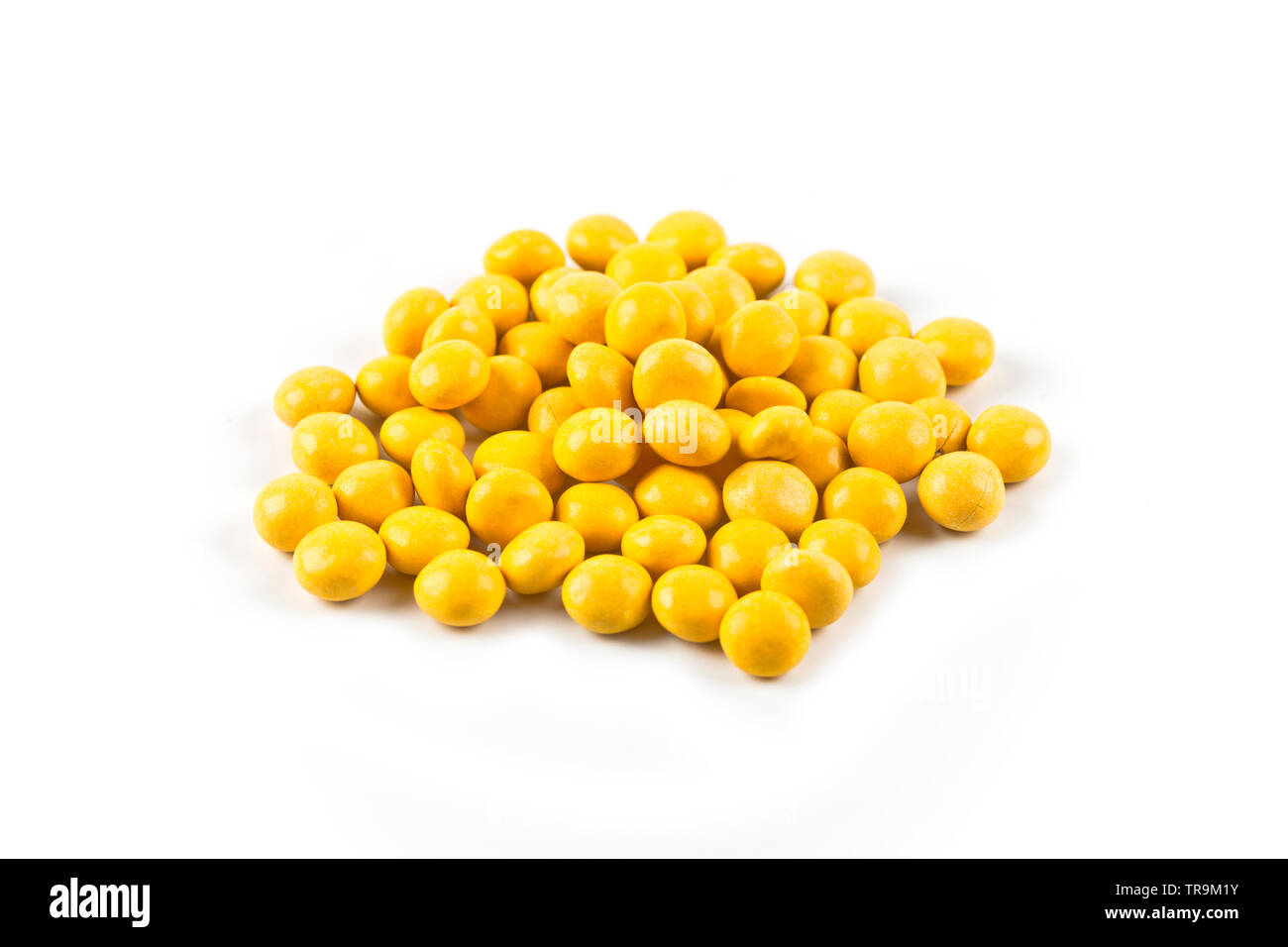 Yellow candies group isolated on white background. Sweet food Stock ...
