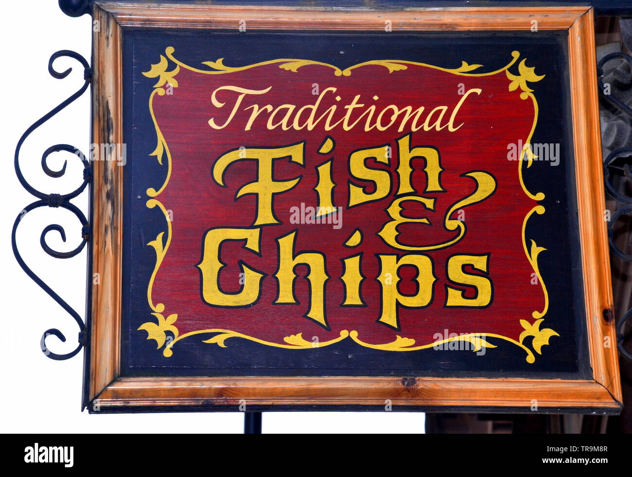Traditional fish chips sign outside hi-res stock photography and images ...