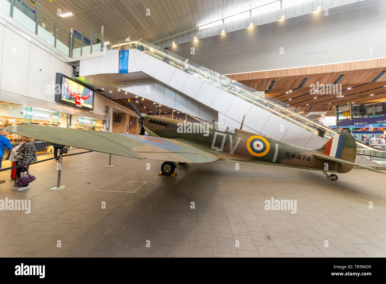 Replica Second World War Spitfire fighter plane on display inside ...