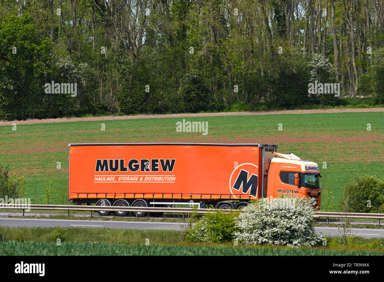 lorries travelling on the a42 in leicestershire Stock Photo - Alamy