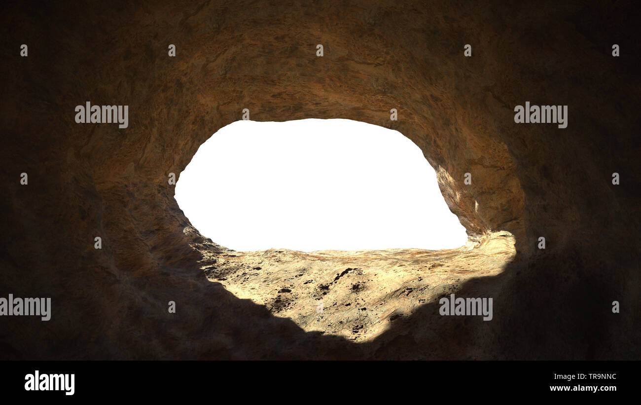 cave entrance, mysterious den opening in bright light, 3d render ...