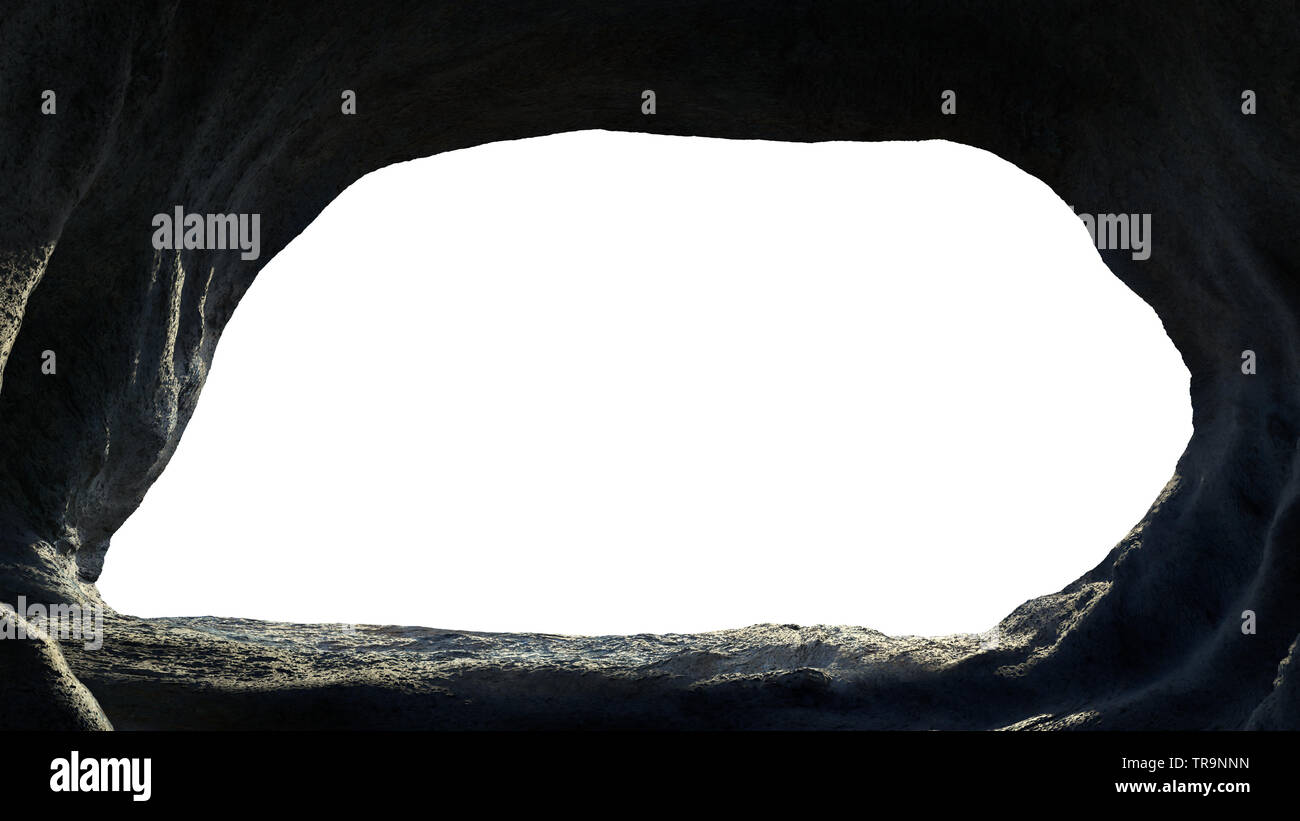 cave entrance, mysterious den opening in bright light, 3d illustration ...