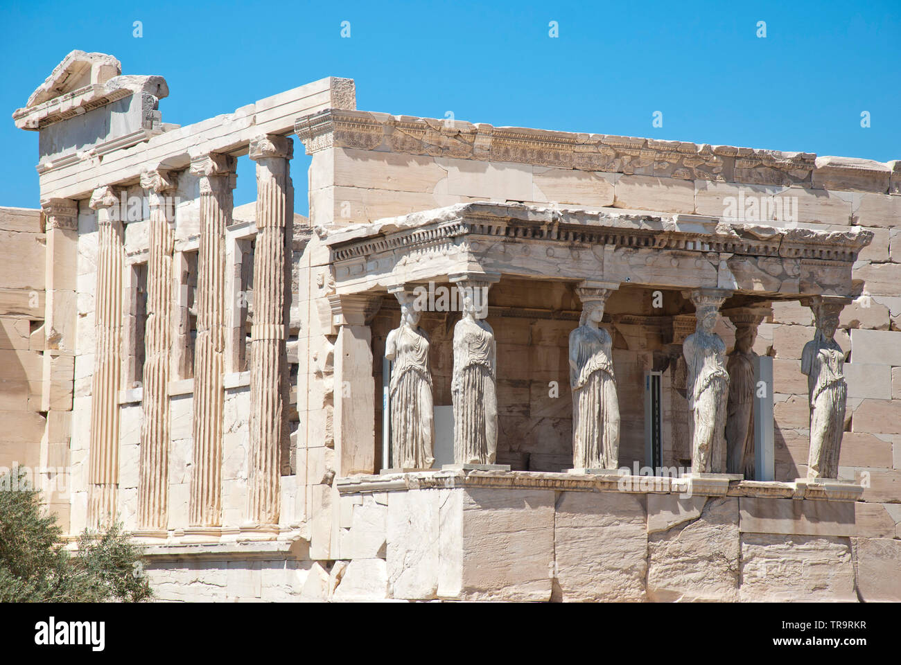 The Erechtheion temple at the Acropolis of Athens in Greece Stock Photo ...