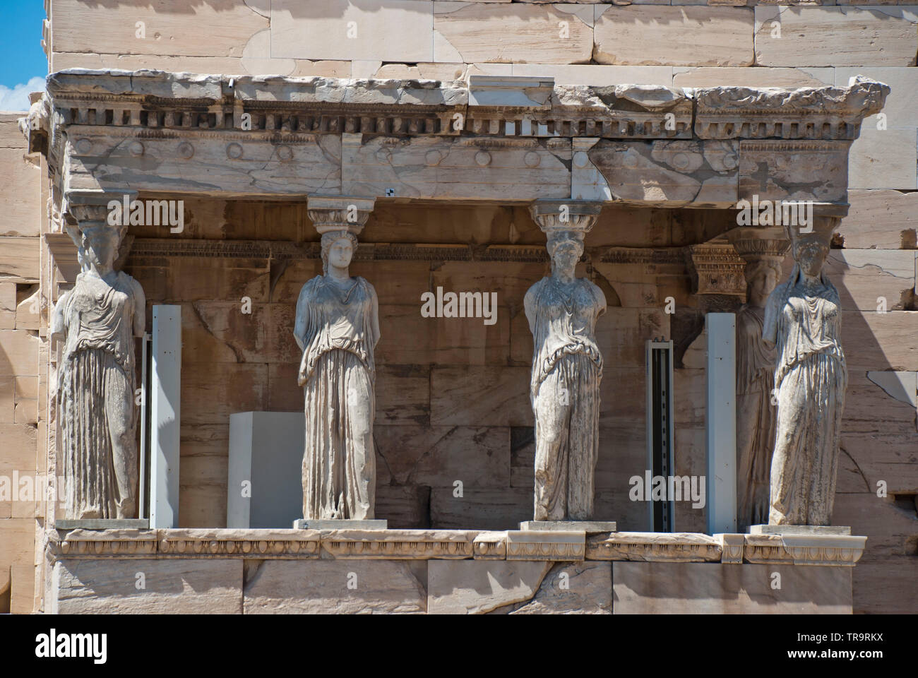 The Erechtheion temple at the Acropolis of Athens in Greece Stock Photo ...