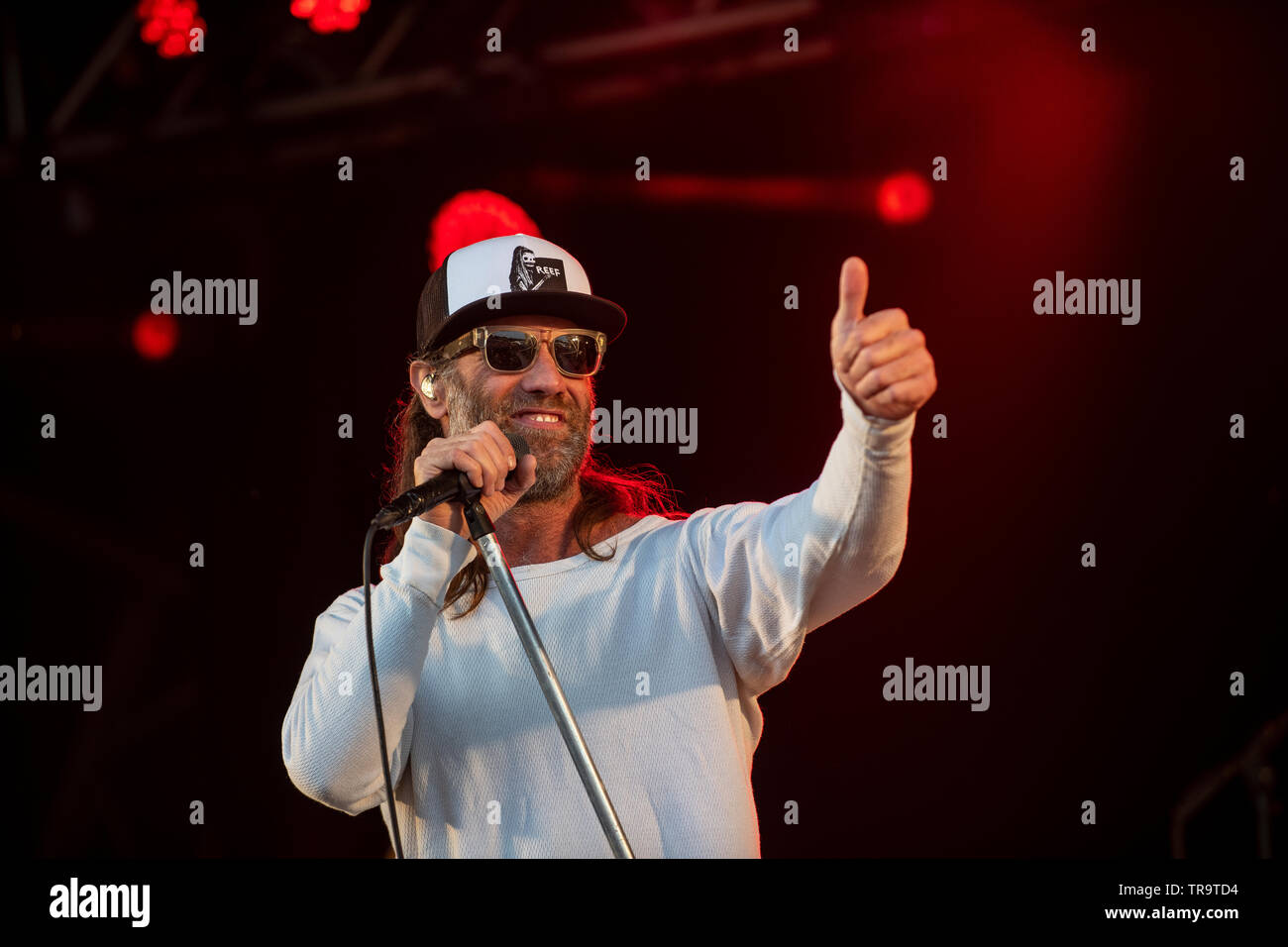 Reef perform on stage at the Run Fest Run festival at Bowood House in ...