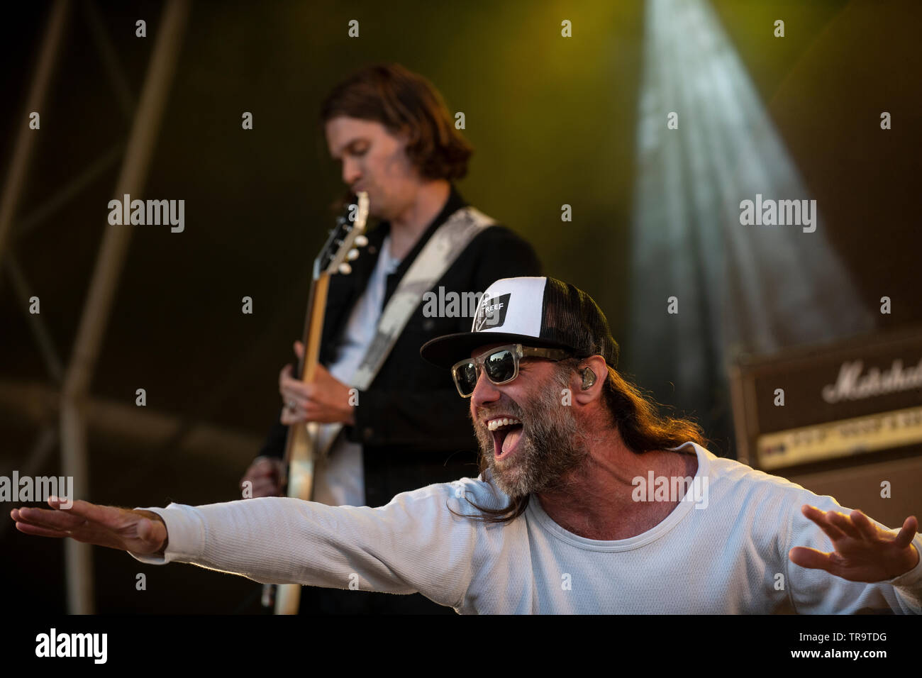 Reef perform on stage at the Run Fest Run festival at Bowood House in ...