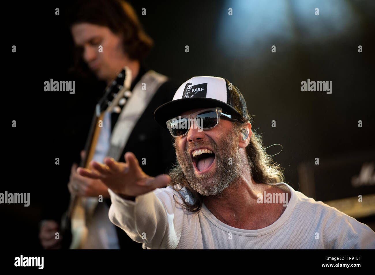 Reef perform on stage at the Run Fest Run festival at Bowood House in ...