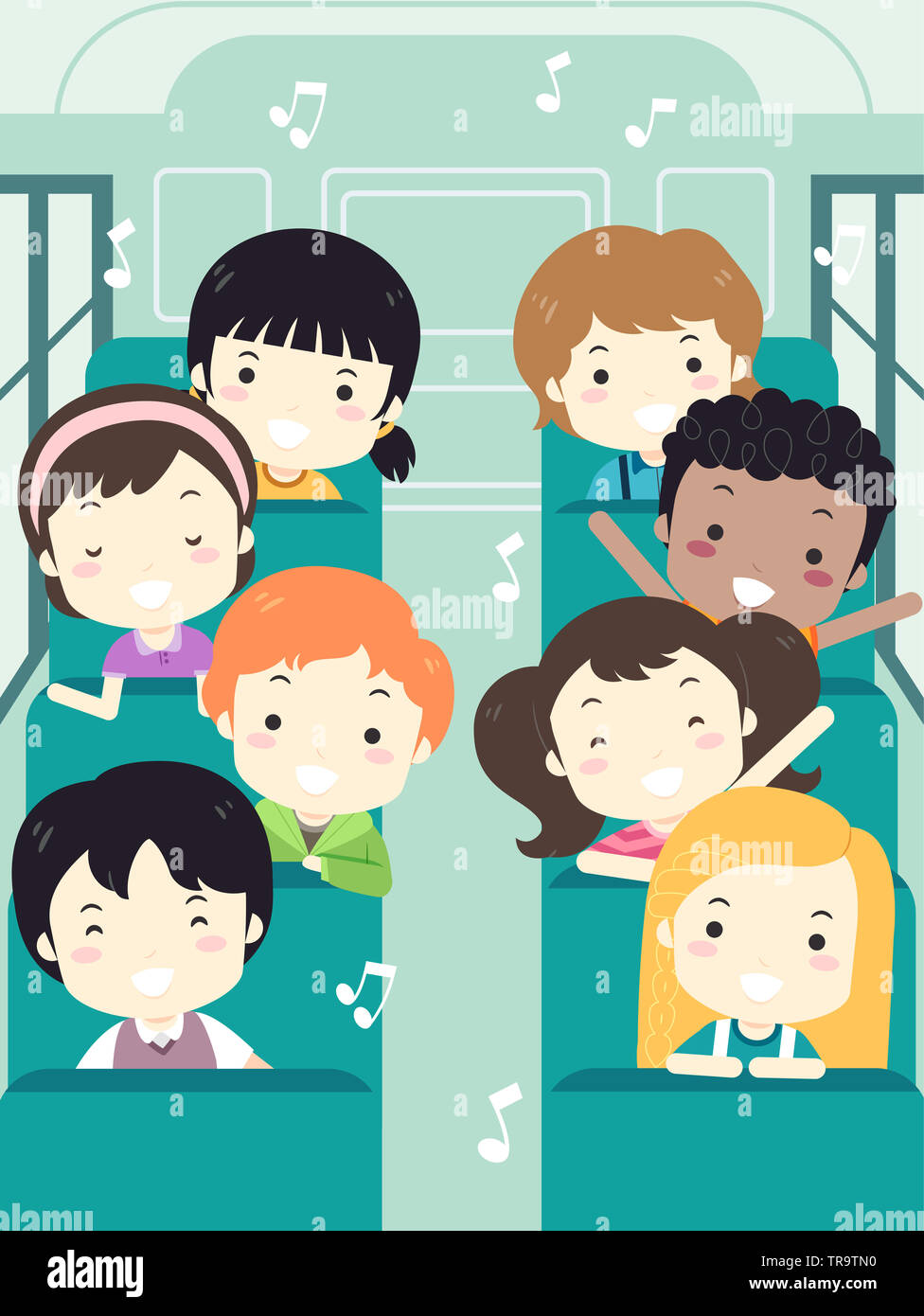 Illustration of Students Singing a Song While Riding the School Bus ...