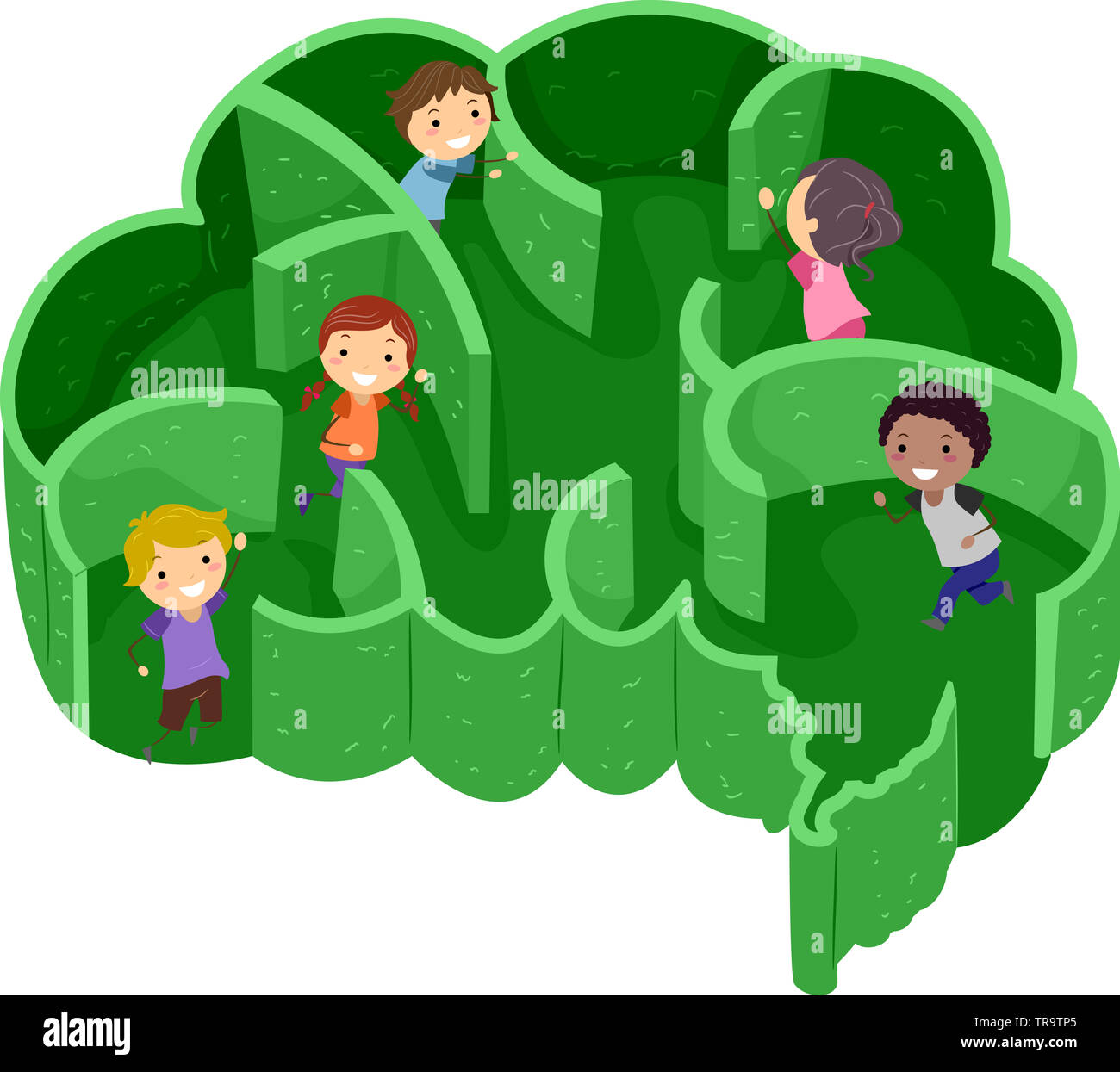 Illustration of Stickman Kids Playing Inside a Labyrinth Shaped as a ...