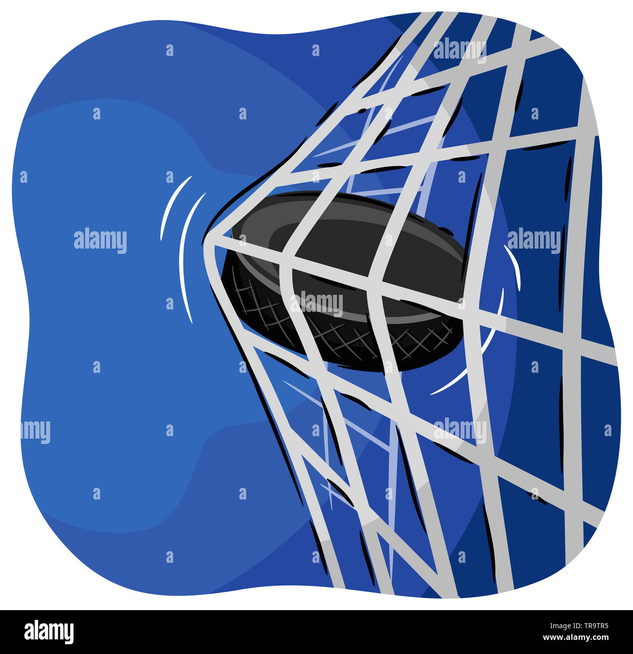 Illustration of an Ice Hockey Puck Hitting the Net Scoring a Goal Stock ...