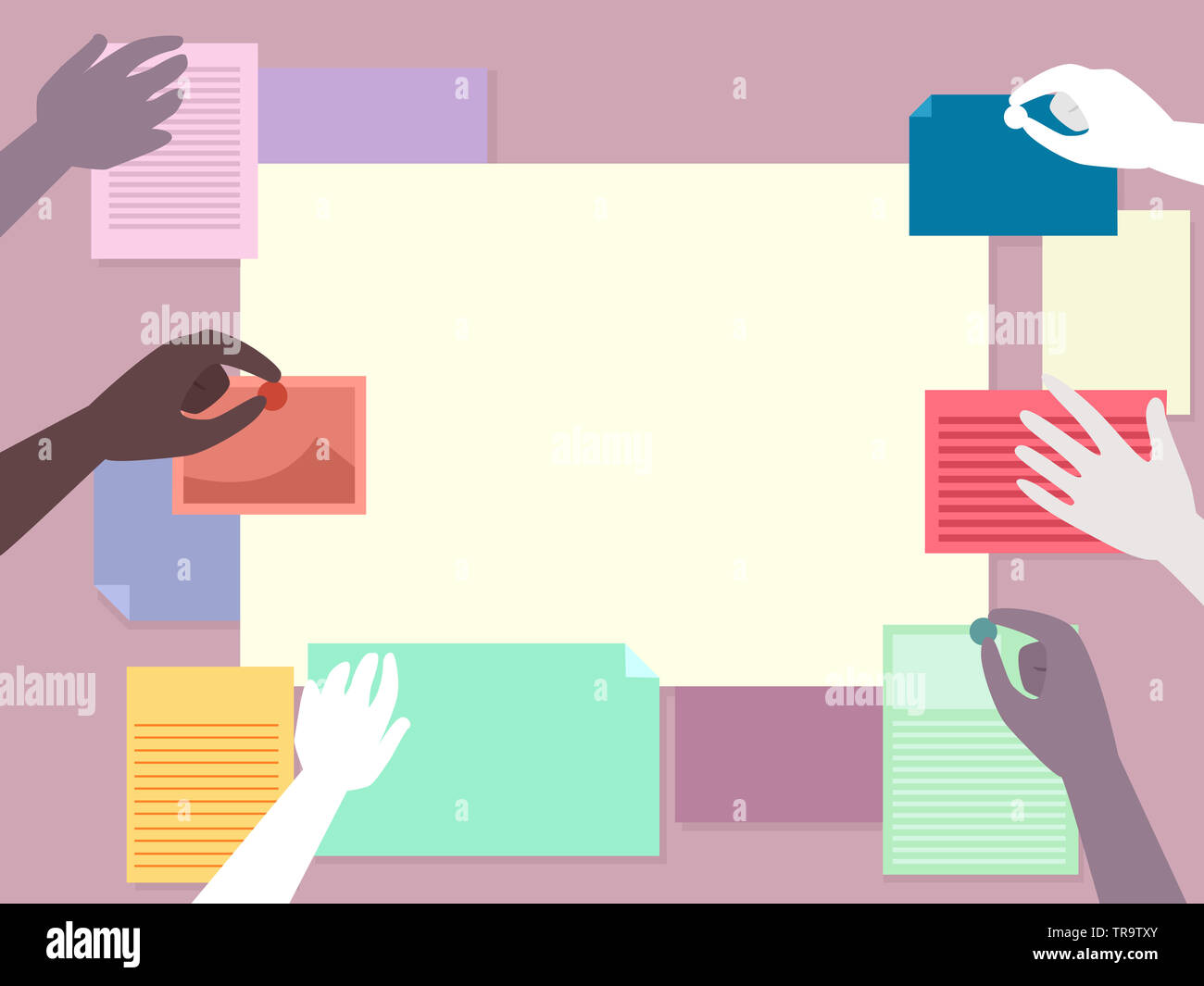 Illustration of Hands Posting Papers and Messages on a Community ...