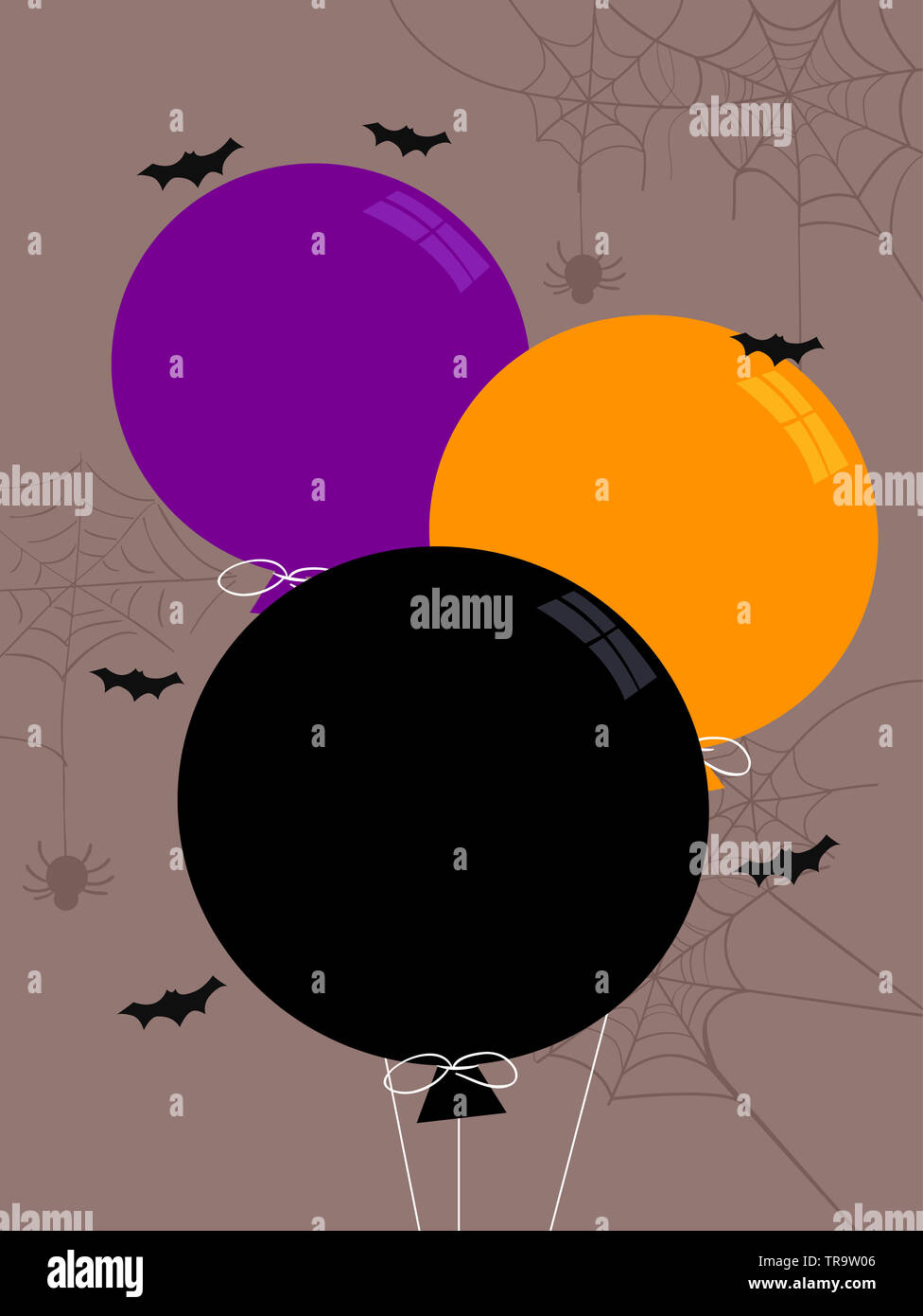 Illustration of Three Balloons in Black, Orange and Purple with Bats ...