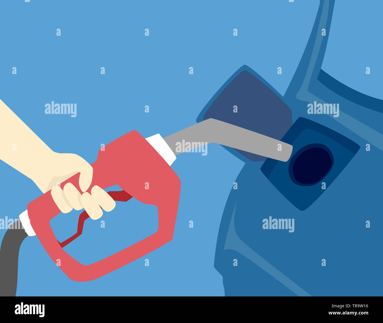 Illustration of a Hand Putting Gasoline Inside a Car Fuel Tank Stock ...