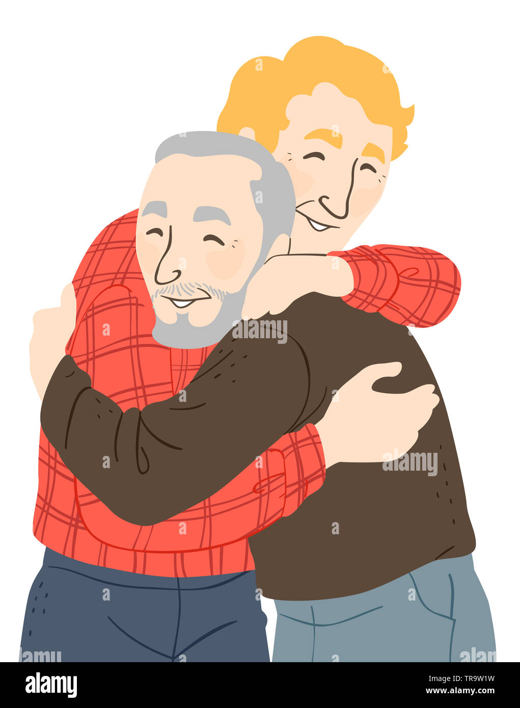 Illustration of Two Old Senior Man Friends Hugging Each Other as ...