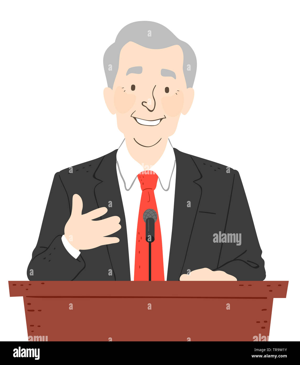 Illustration of a Senior Man Giving a Speech on a Lectern Stock Photo ...