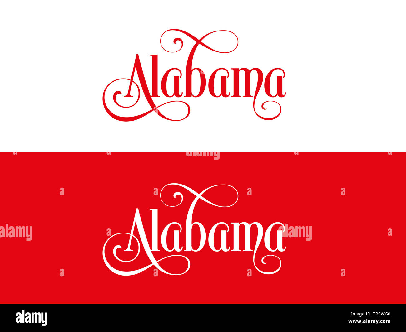 Typography of The USA Alabama States Handwritten Illustration on ...