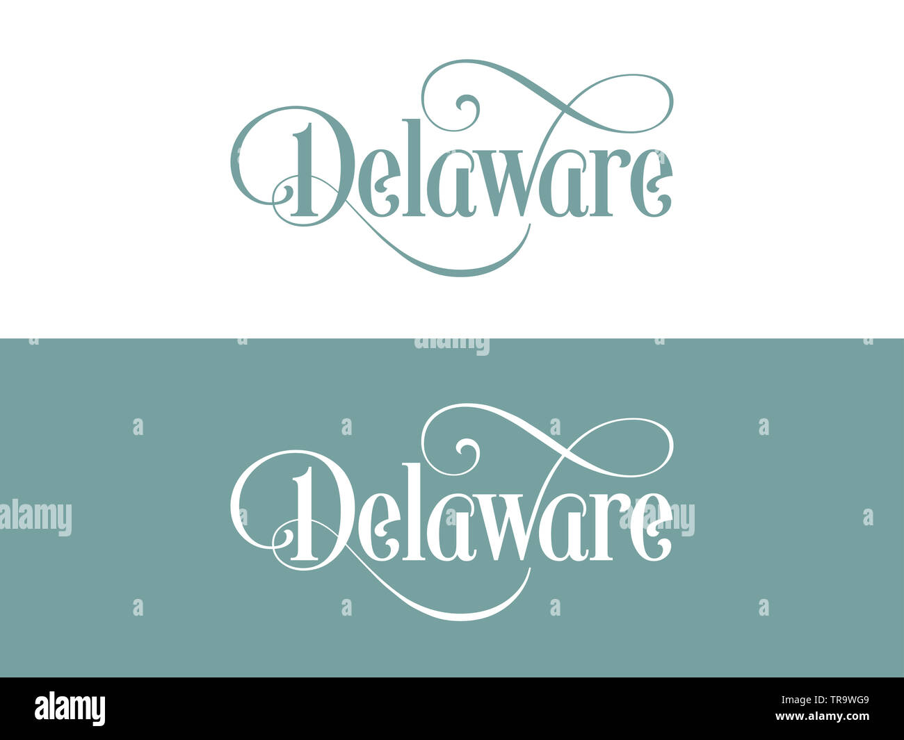 Typography of The USA Delaware States Handwritten Illustration on ...