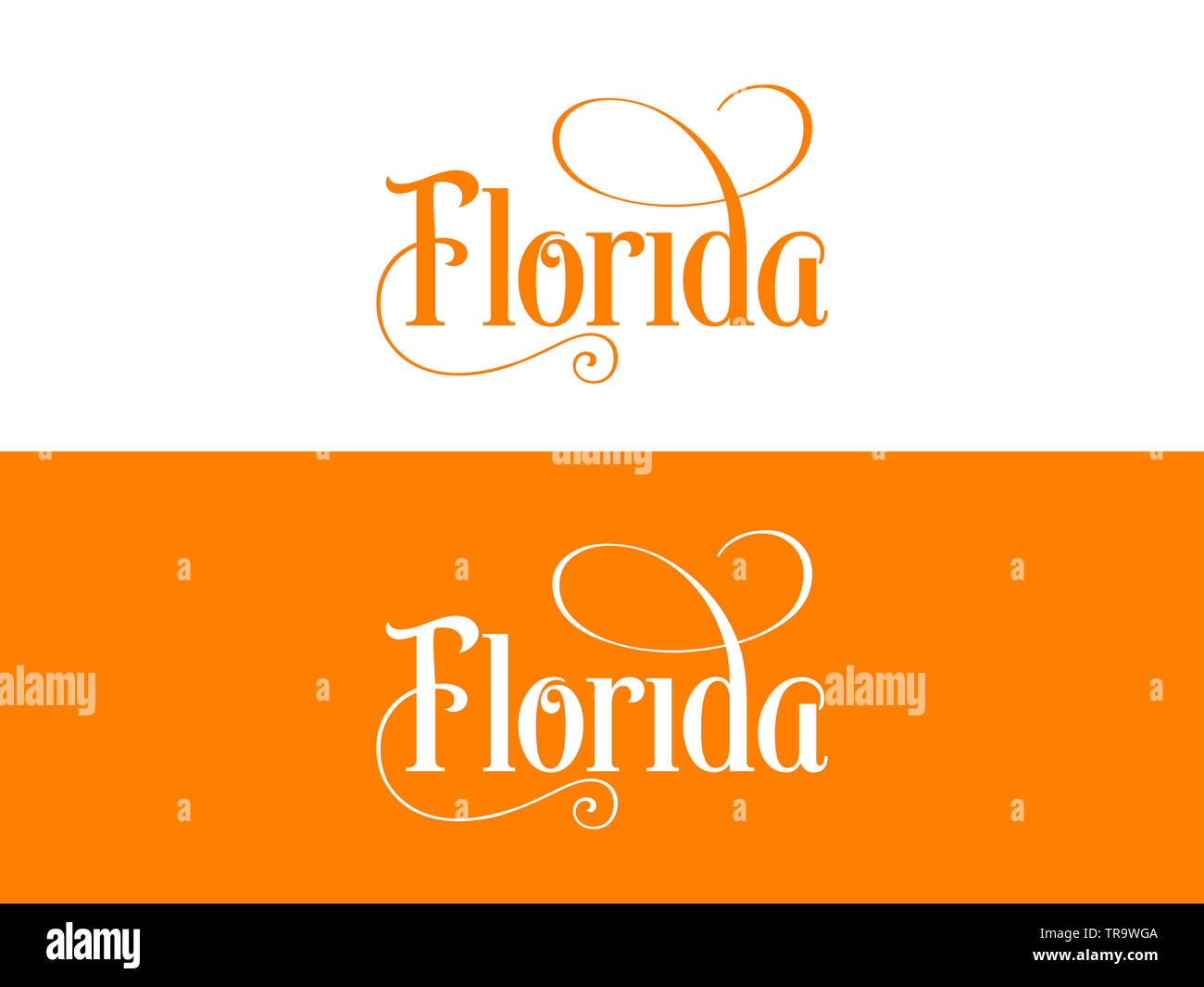Typography of The USA Florida States Handwritten Illustration on ...