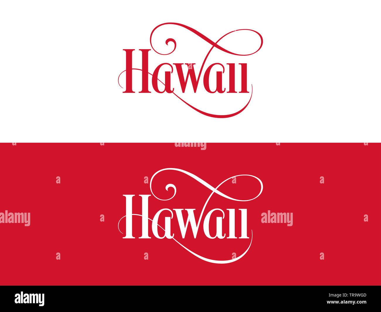 Typography of The USA Hawaii States Handwritten Illustration on ...