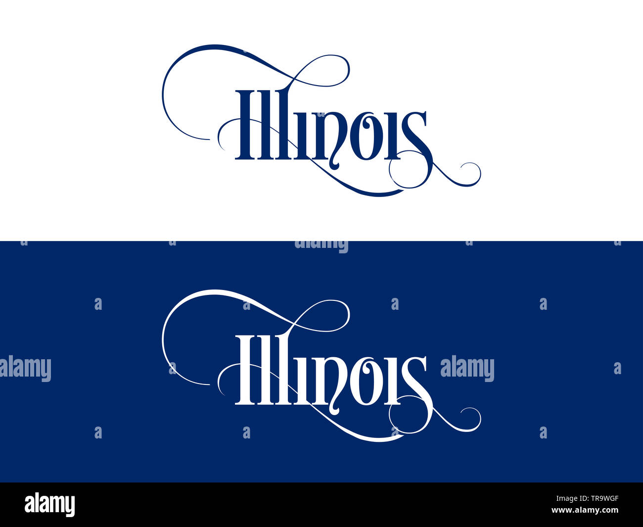 Typography of The USA Illinois States Handwritten Illustration on ...