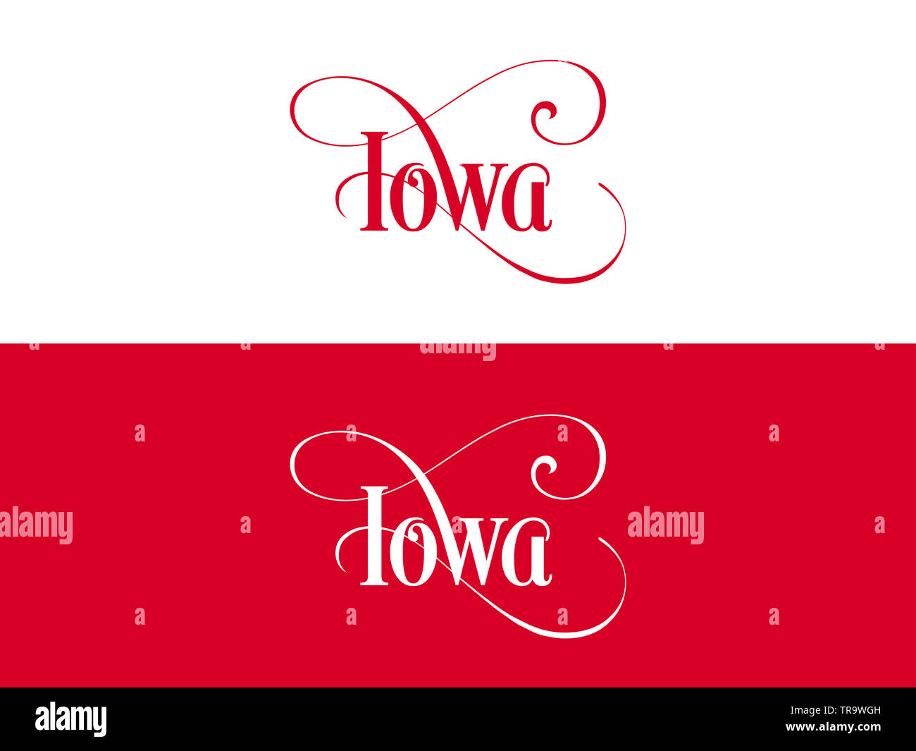 Typography of The USA Iowa States Handwritten Illustration on Official ...