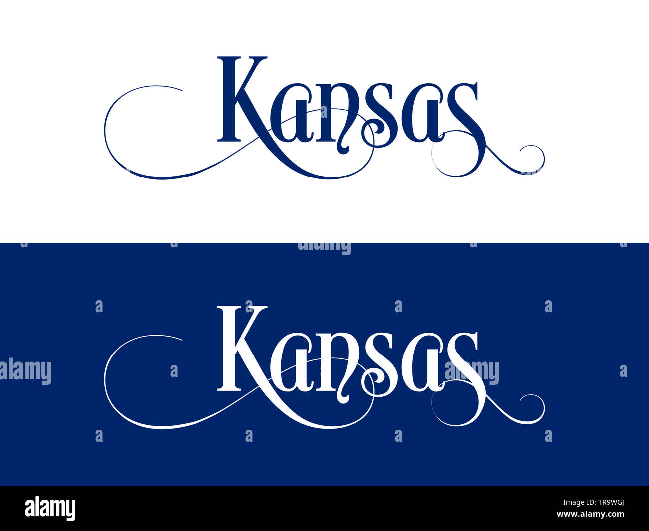 Typography of The USA Kansas States Handwritten Illustration on ...