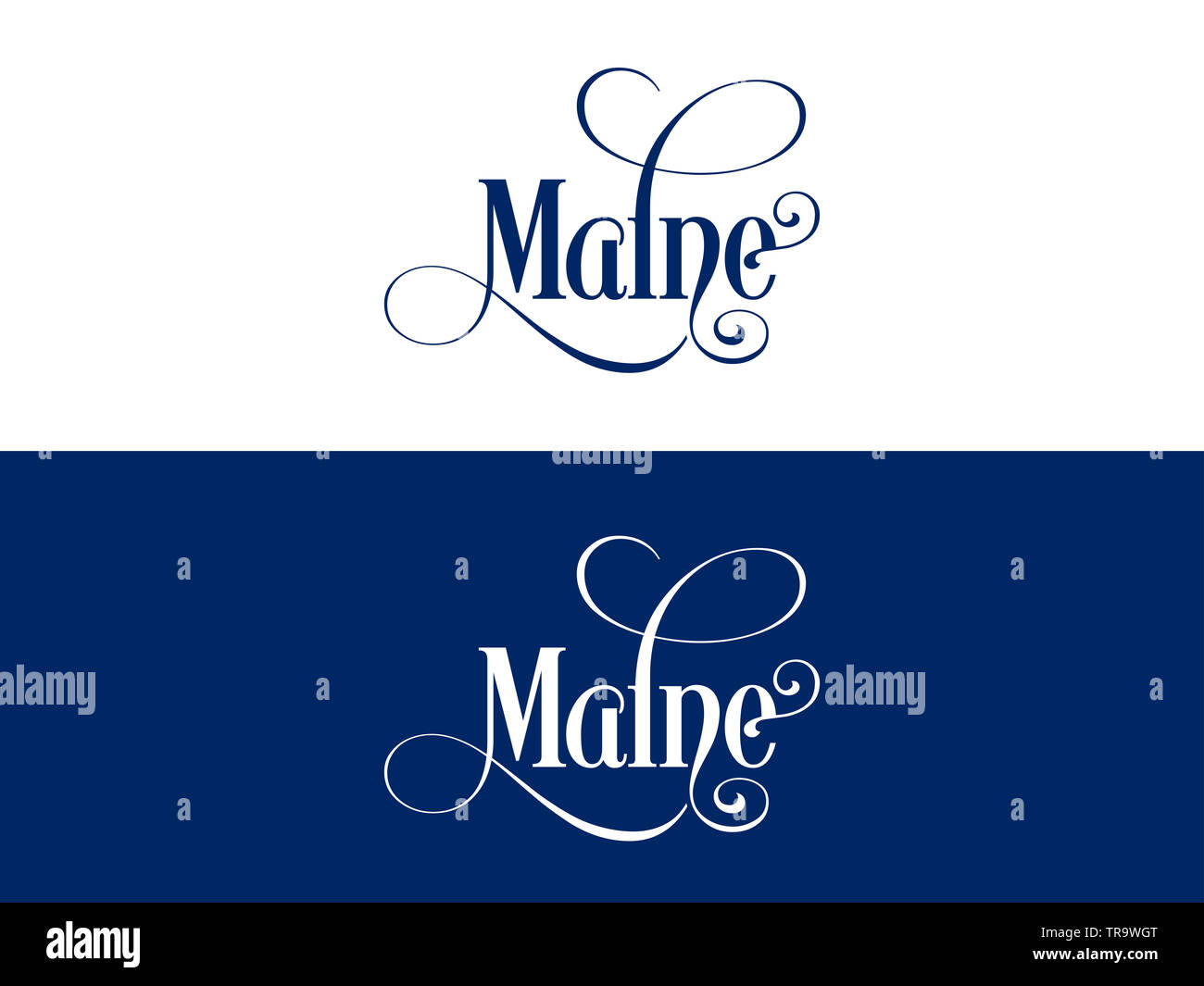 Typography of The USA Maine States Handwritten Illustration on Official ...