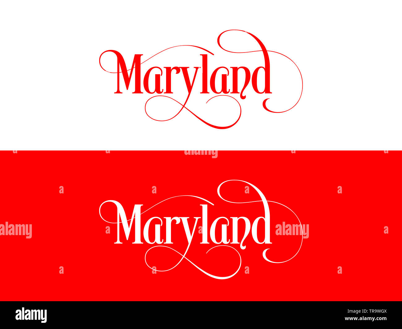 Typography of The USA Maryland States Handwritten Illustration on ...