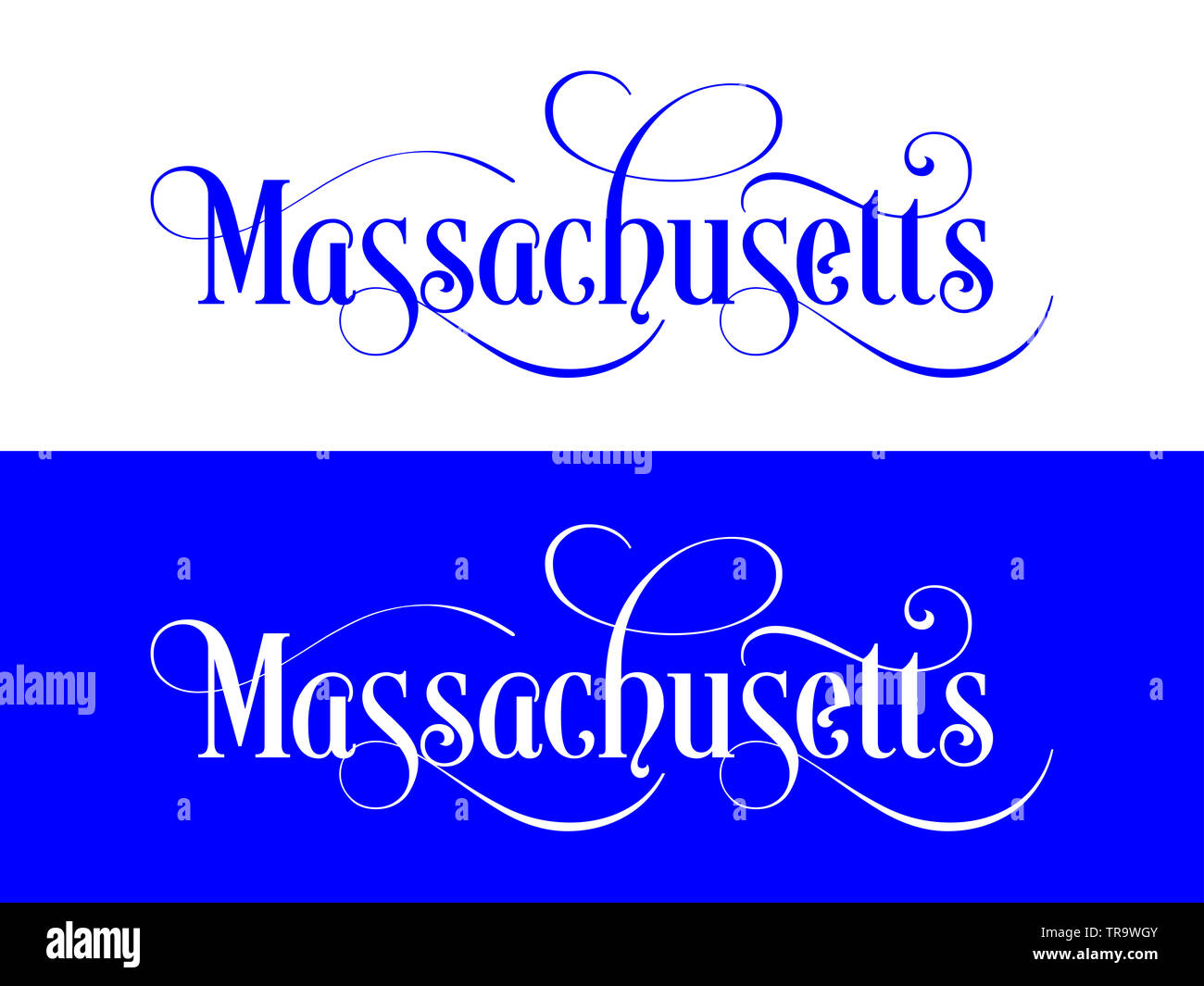 Typography of The USA Massachusetts States Handwritten Illustration on ...