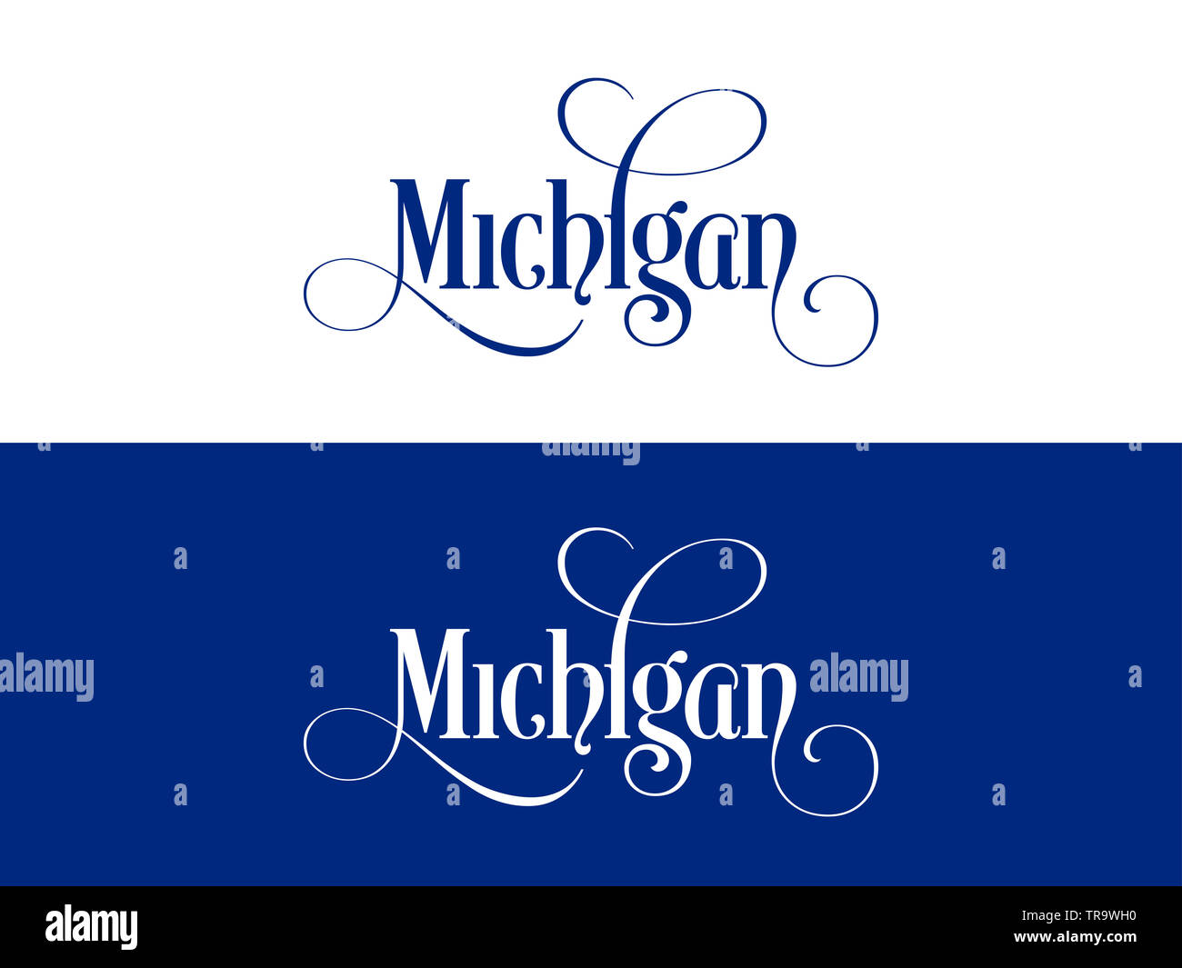 Typography of The USA Michigan States Handwritten Illustration on ...