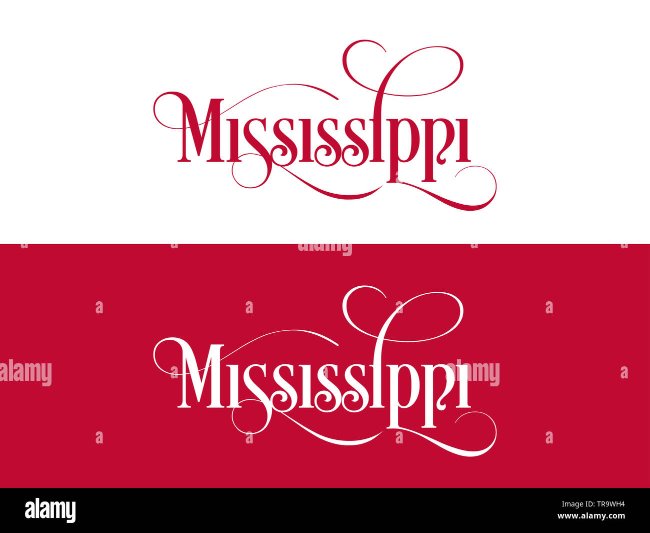 Typography of The USA Mississippi States Handwritten Illustration on ...