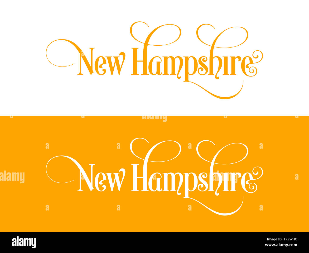 Typography of The USA New Hampshire States Handwritten Illustration on ...