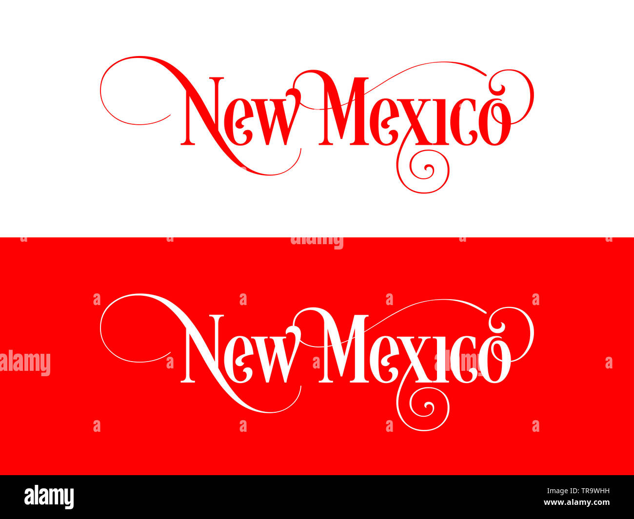 Typography of The USA New Mexico States Handwritten Illustration on ...