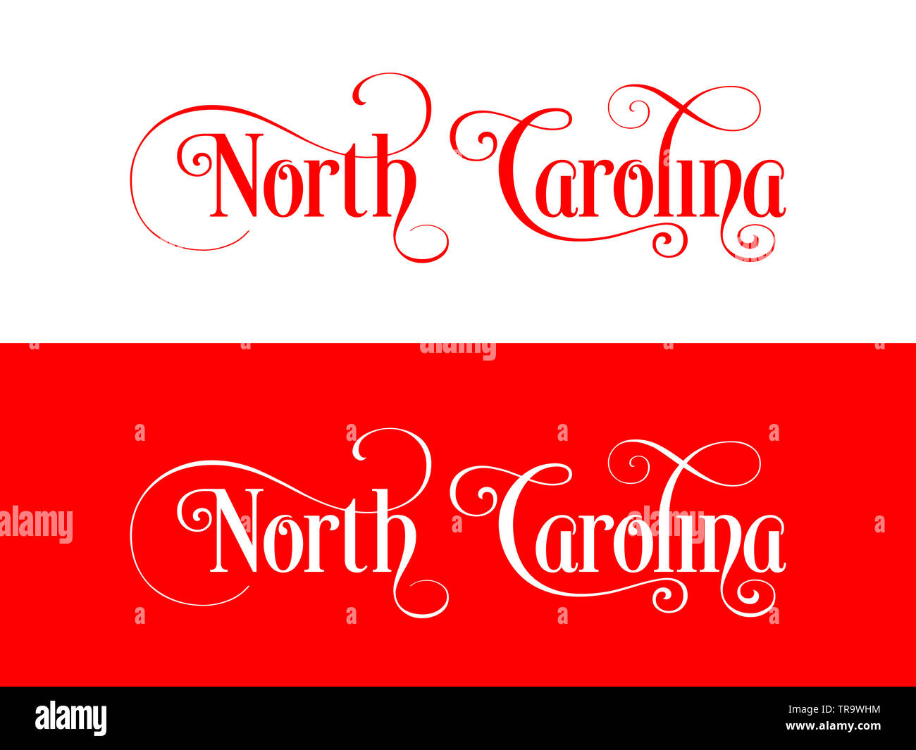 Typography of The USA North Carolina States Handwritten Illustration on ...