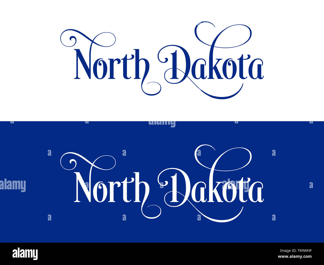 Typography of The USA North Dakota States Handwritten Illustration on ...
