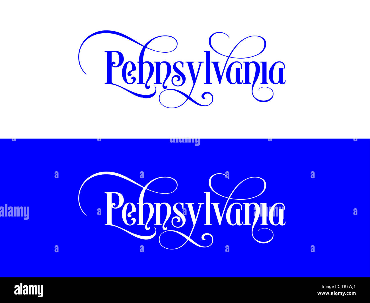 Typography of The USA Pennsylvania States Handwritten Illustration on ...