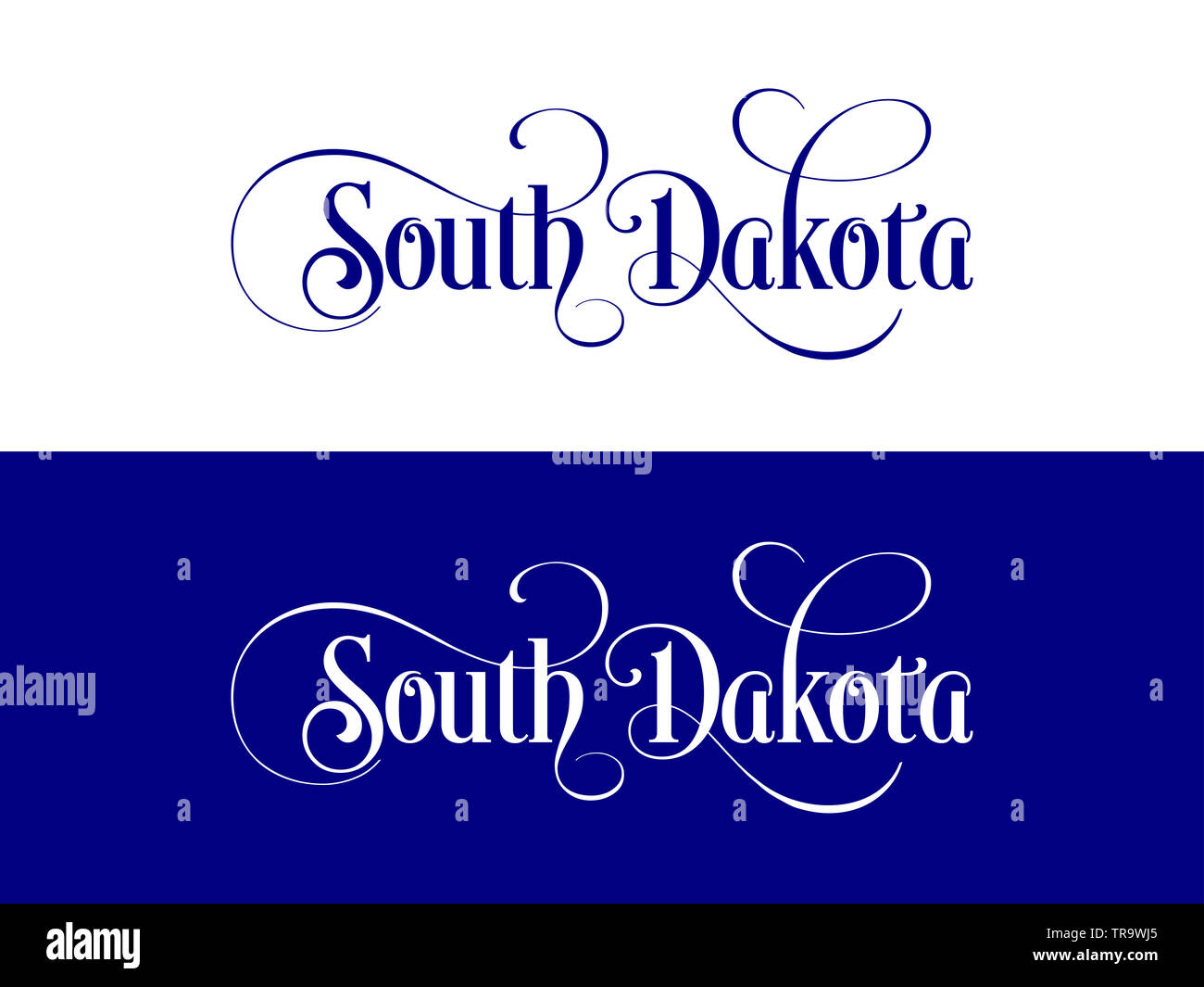 Typography of The USA South Dakota States Handwritten Illustration on ...