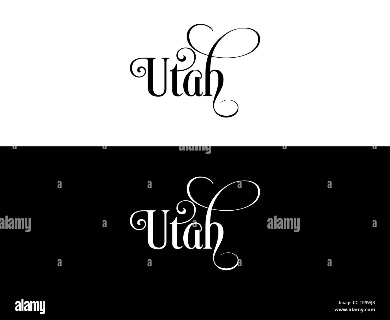 Typography of The USA Utah States Handwritten Illustration on Official ...