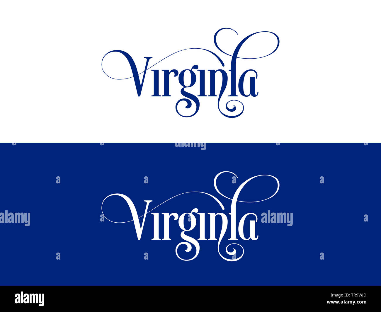 Typography of The USA Virginia States Handwritten Illustration on ...