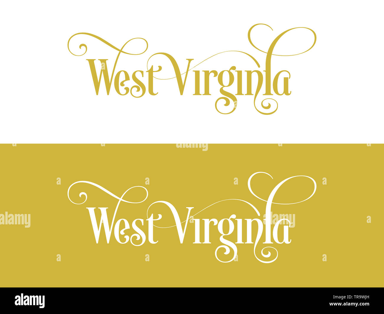 Typography of The USA West Virginia States Handwritten Illustration on ...