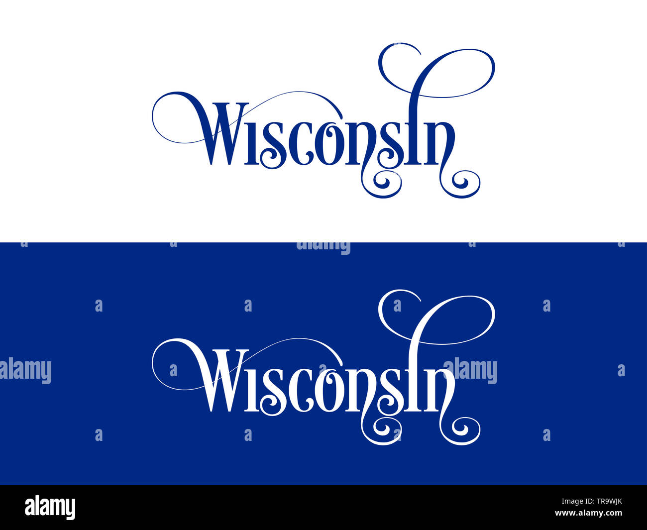 Typography of The USA Wisconsin States Handwritten Illustration on ...