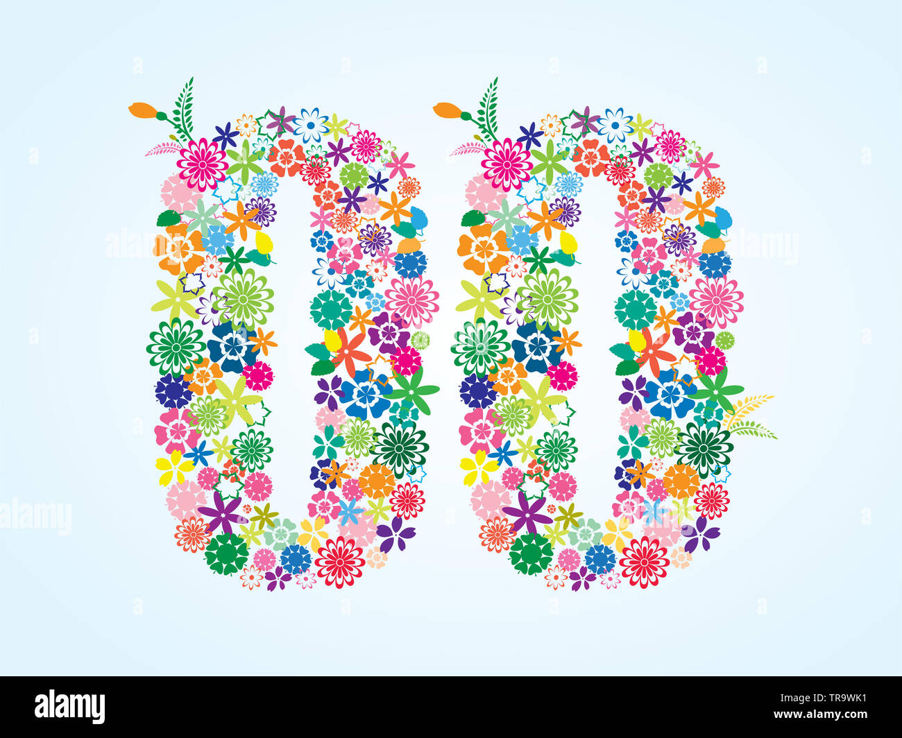 Vector Colorful Floral 00 Number Design isolated on white background ...