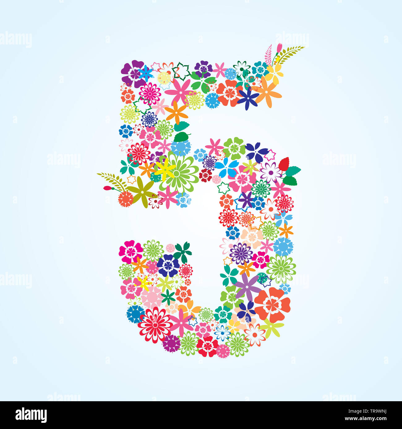Vector Colorful Floral 5 Number Design isolated on white background ... Vector Colorful Floral 5 Number Design isolated on white background ...