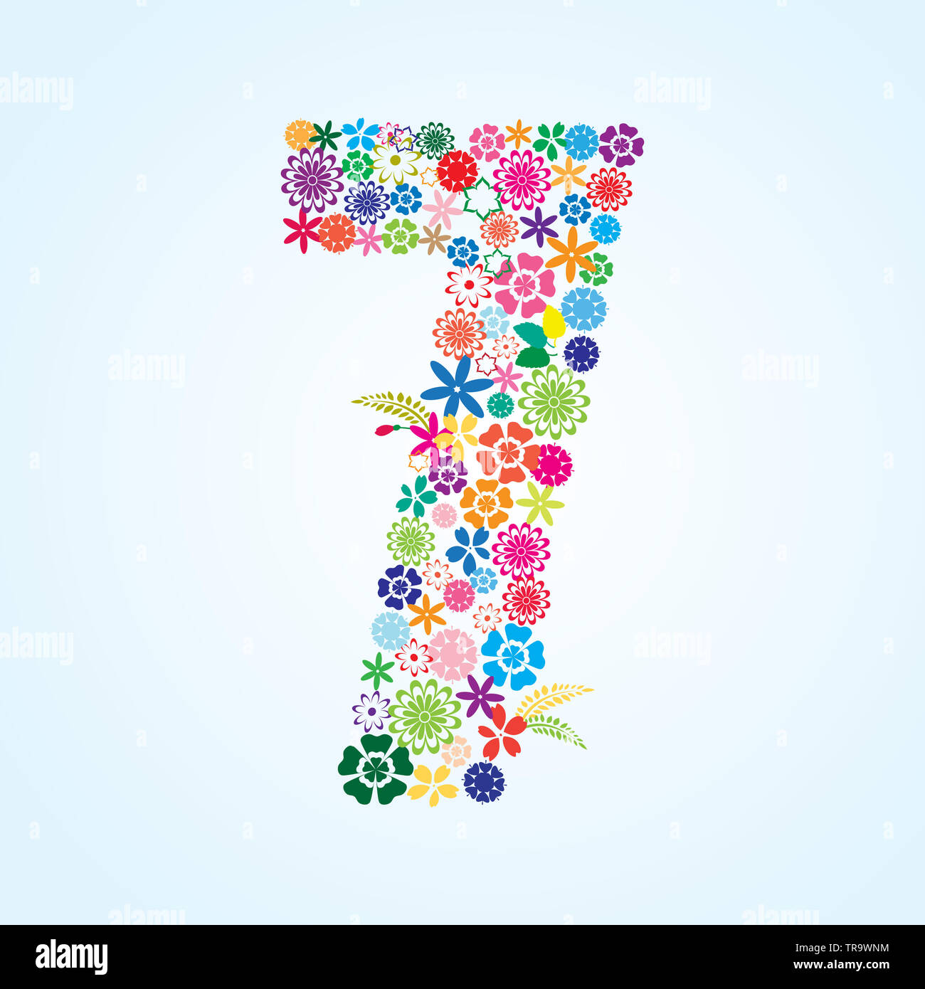 Vector Colorful Floral 7 Number Design isolated on white background ...